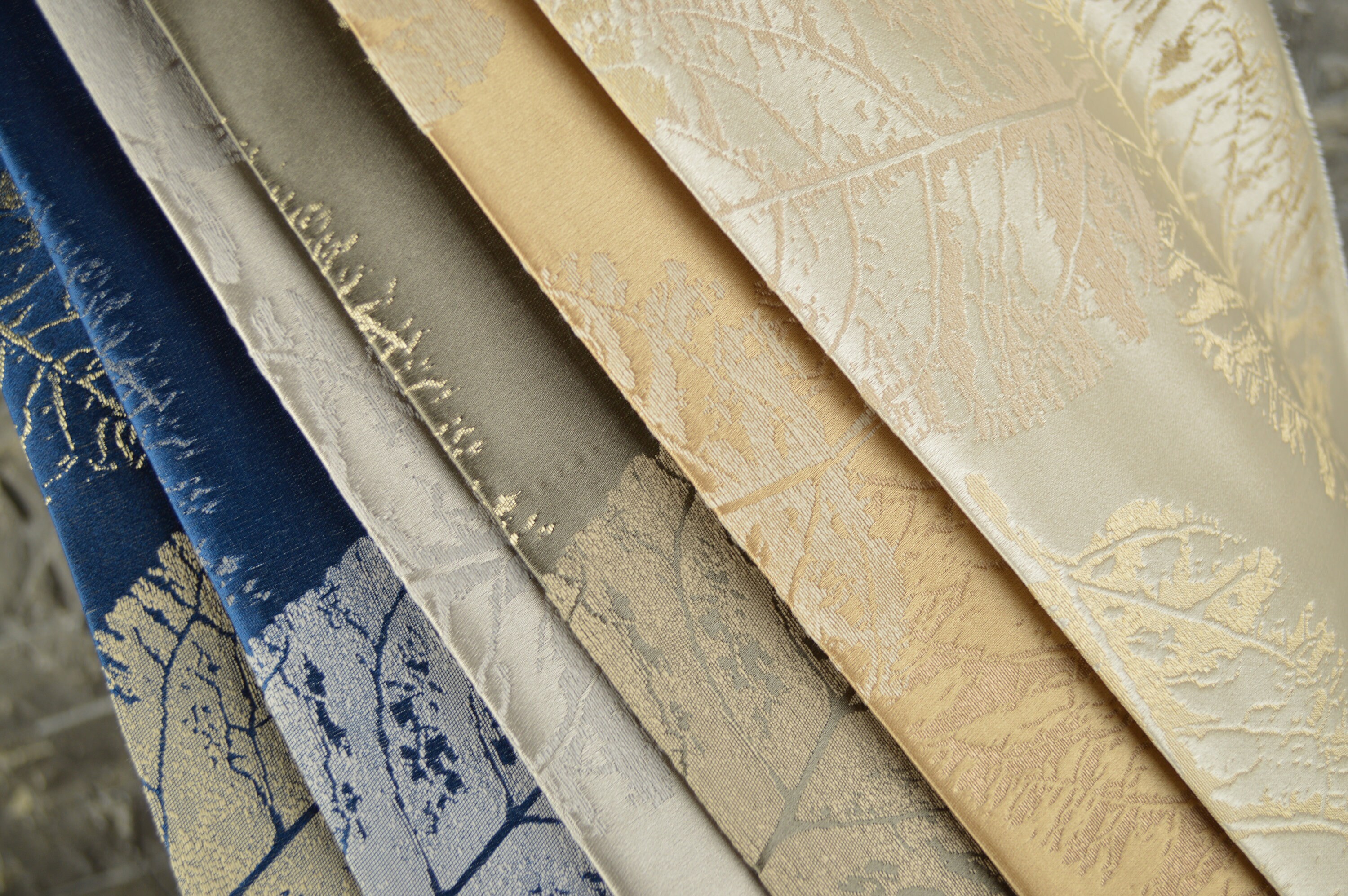 Gold Gilded Leaf Figured Modern Style Curtain, Custom Handmade Drapes ...