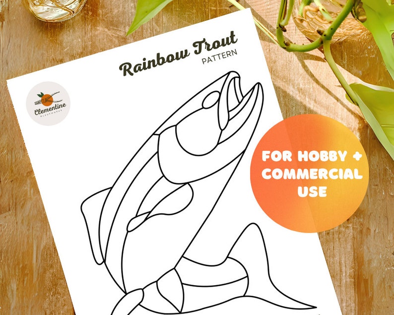 Rainbow Trout Stained Glass Pattern // Digital Download - Etsy