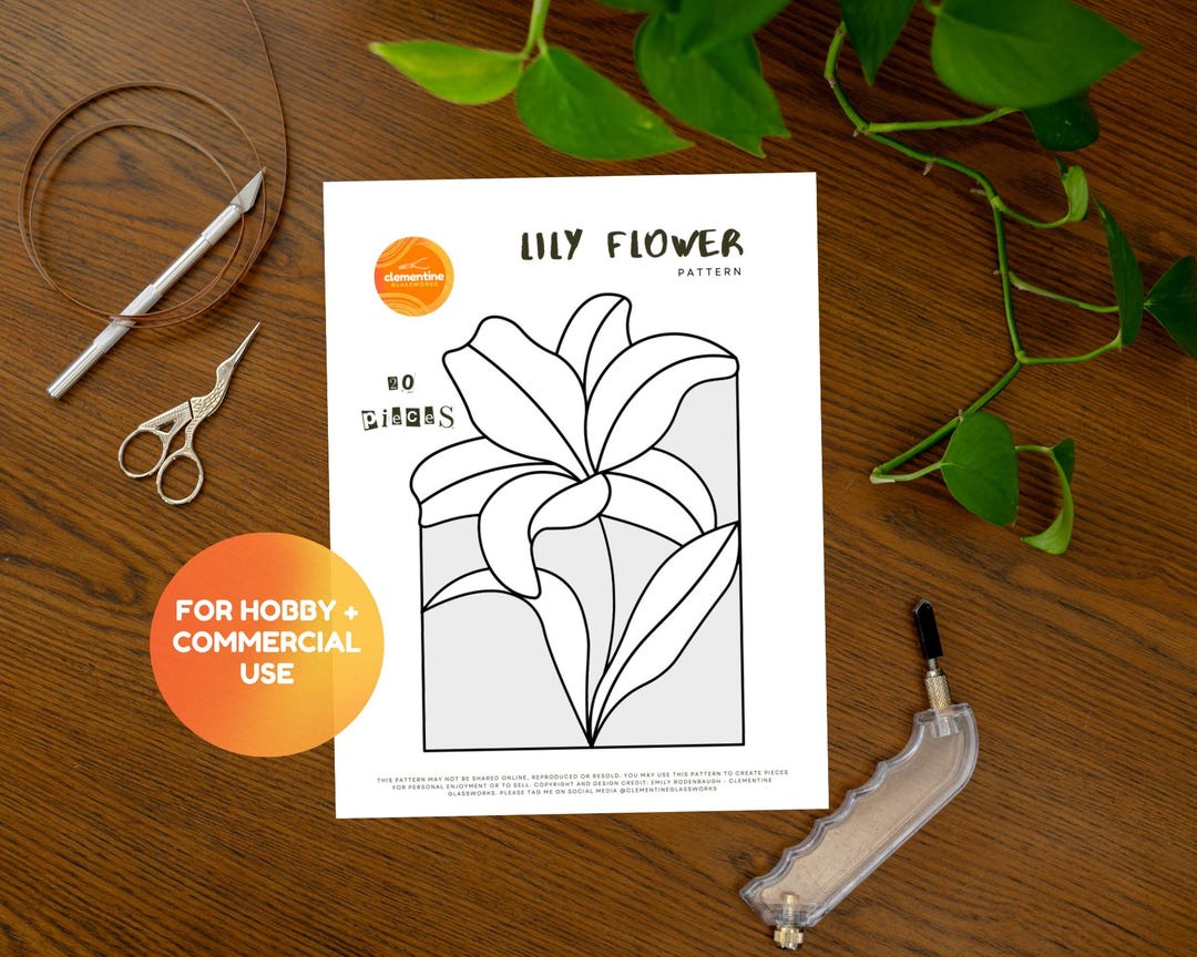 Lily Flower Stained Glass Pattern // DIGITAL DOWNLOAD - Etsy