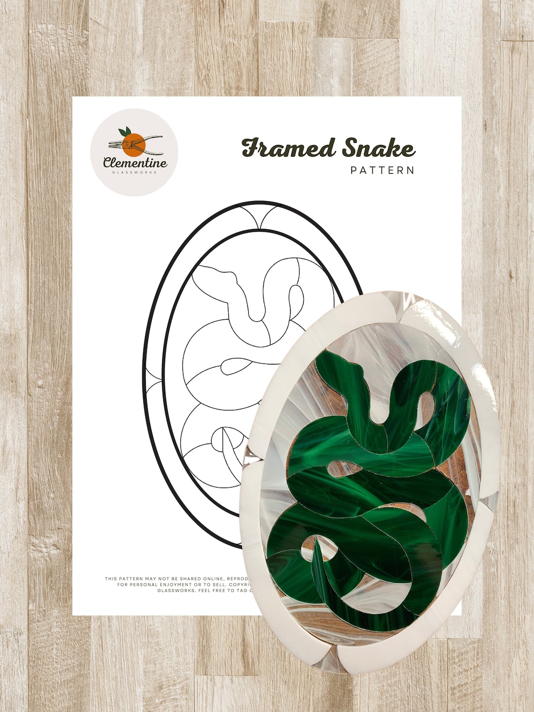 Stained Glass Pattern // DIGITAL DOWNLOAD - Framed Snake - Etsy