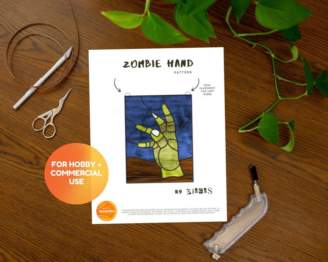 Zombie Hand Stained Glass Pattern // DIGITAL DOWNLOAD - Etsy