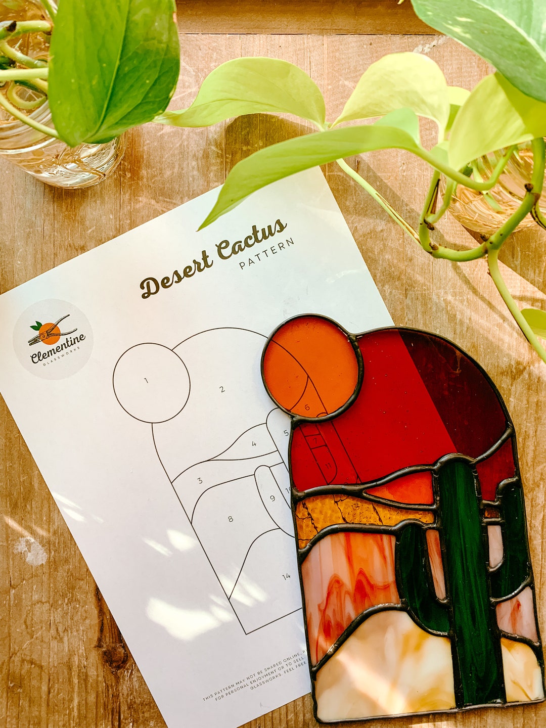 Desert Cactus Stained Glass Pattern // Digital Download - Etsy