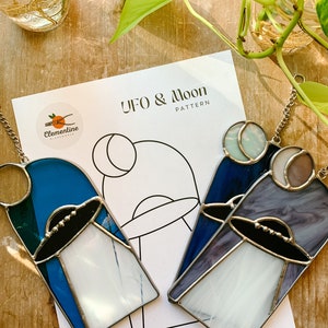 UFO & Moon Stained Glass Pattern // DIGITAL DOWNLOAD - Etsy