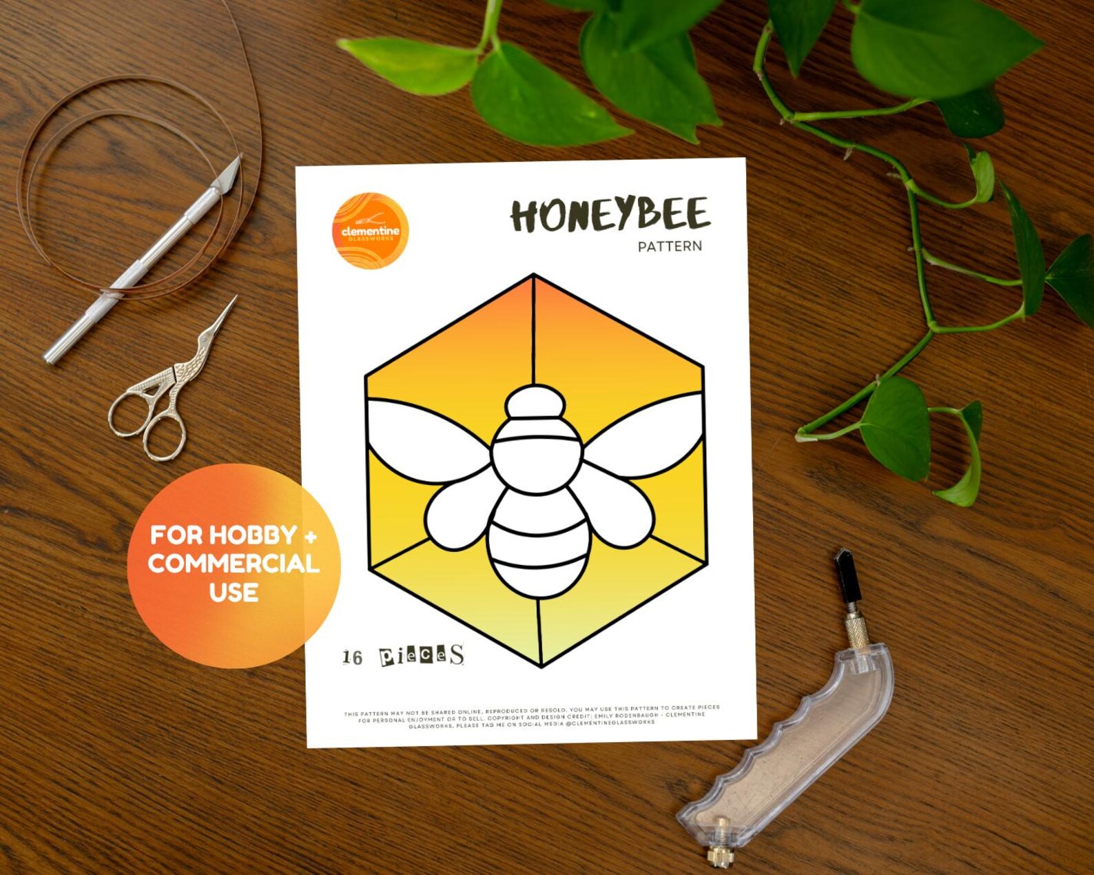 Honeybee Stained Glass Pattern // DIGITAL DOWNLOAD - Etsy