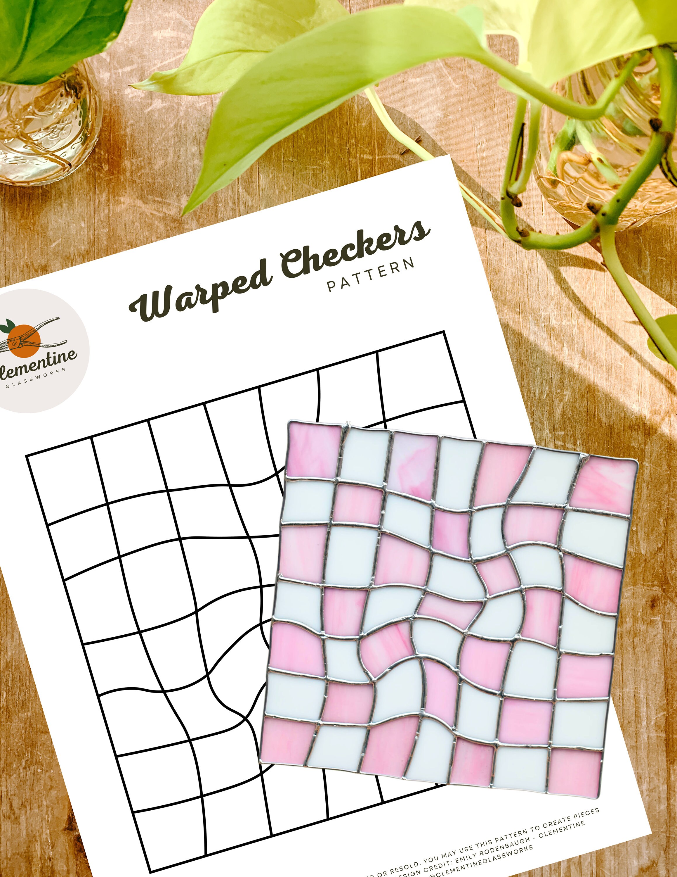 Warped Checkers Stained Glass Pattern // Digital Download - Etsy