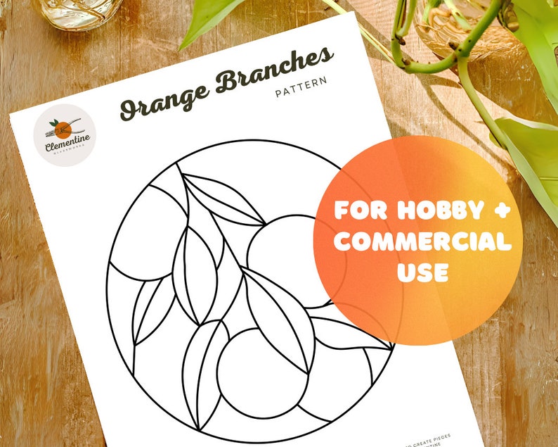 Orange Branches Stained Glass Pattern // Digital Download - Etsy