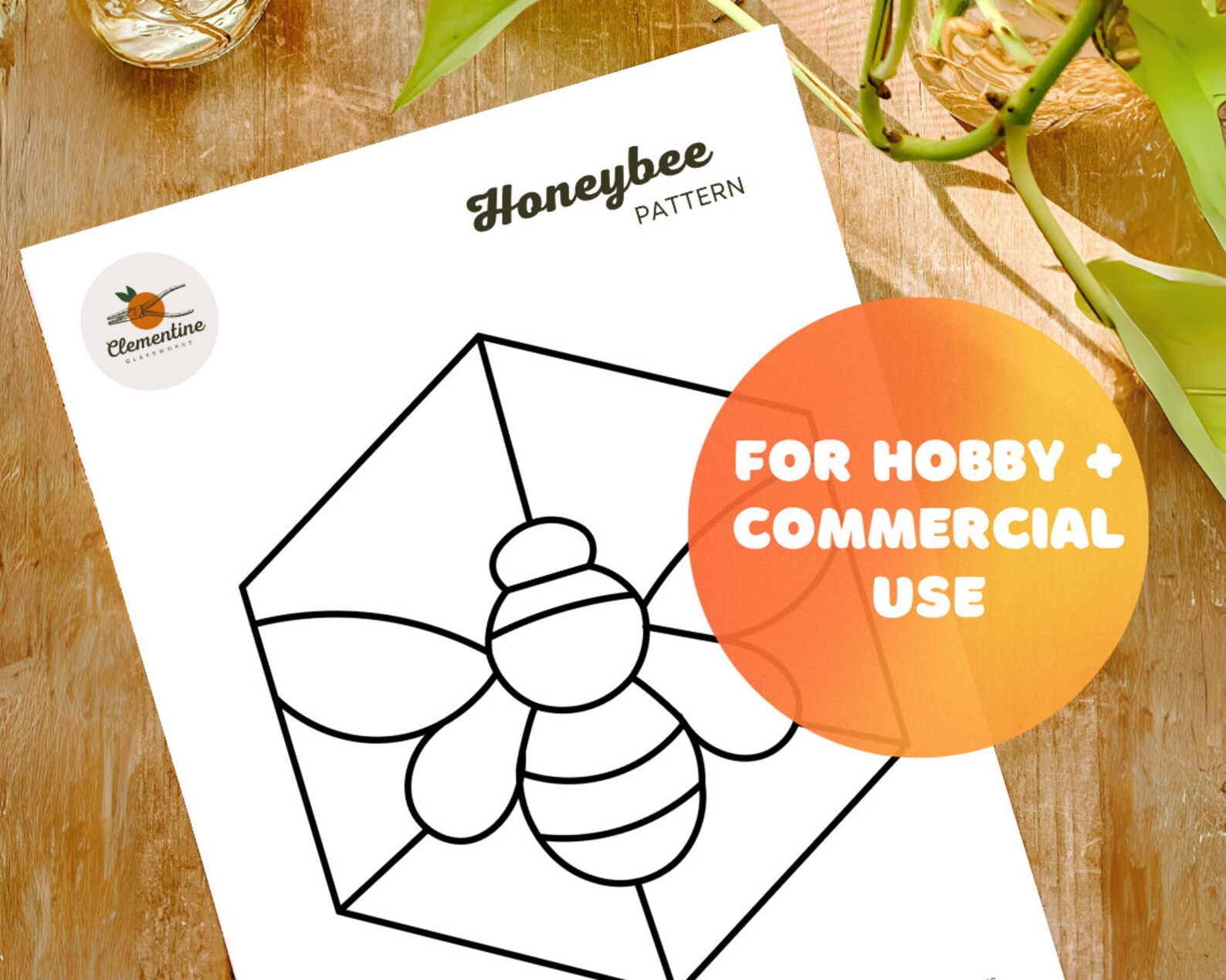 Honeybee Stained Glass Pattern // DIGITAL DOWNLOAD - Etsy