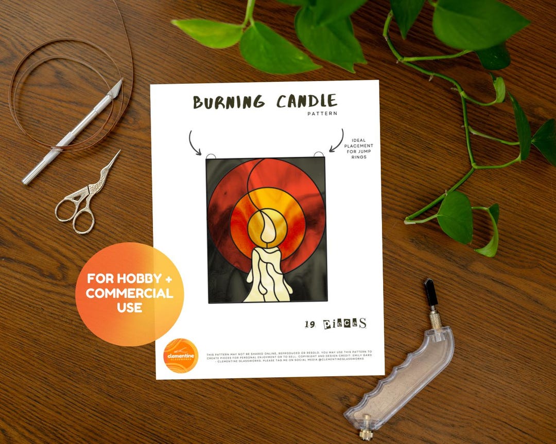 Burning Candle Stained Glass Pattern // DIGITAL DOWNLOAD - Etsy