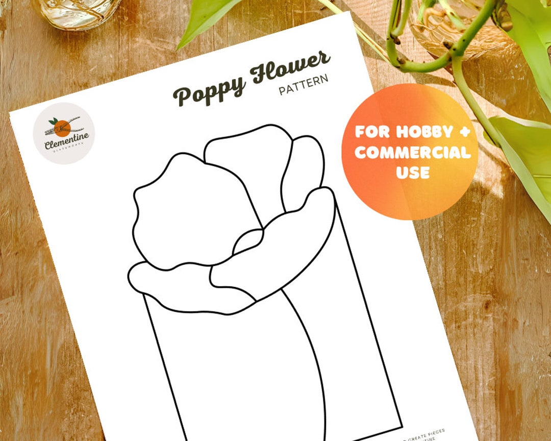Stained Glass Pattern // DIGITAL DOWNLOAD Poppy Flower - Etsy