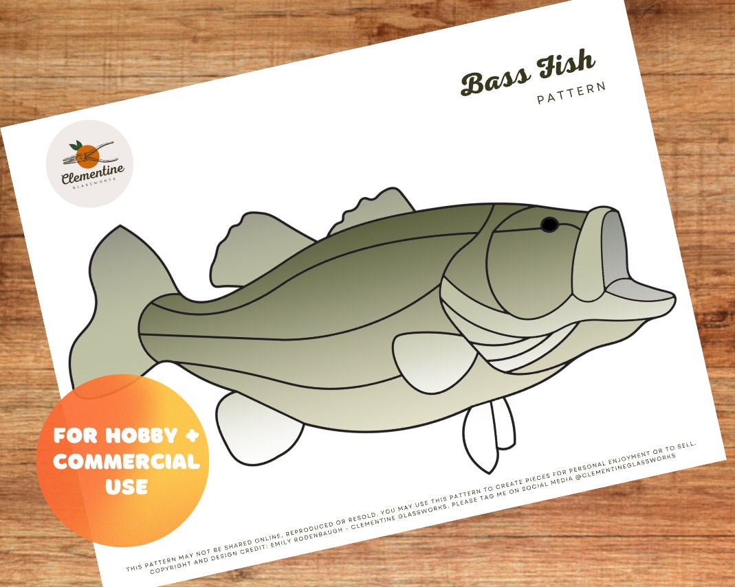 Bass Fish Stained Glass Pattern // Digital Download - Etsy
