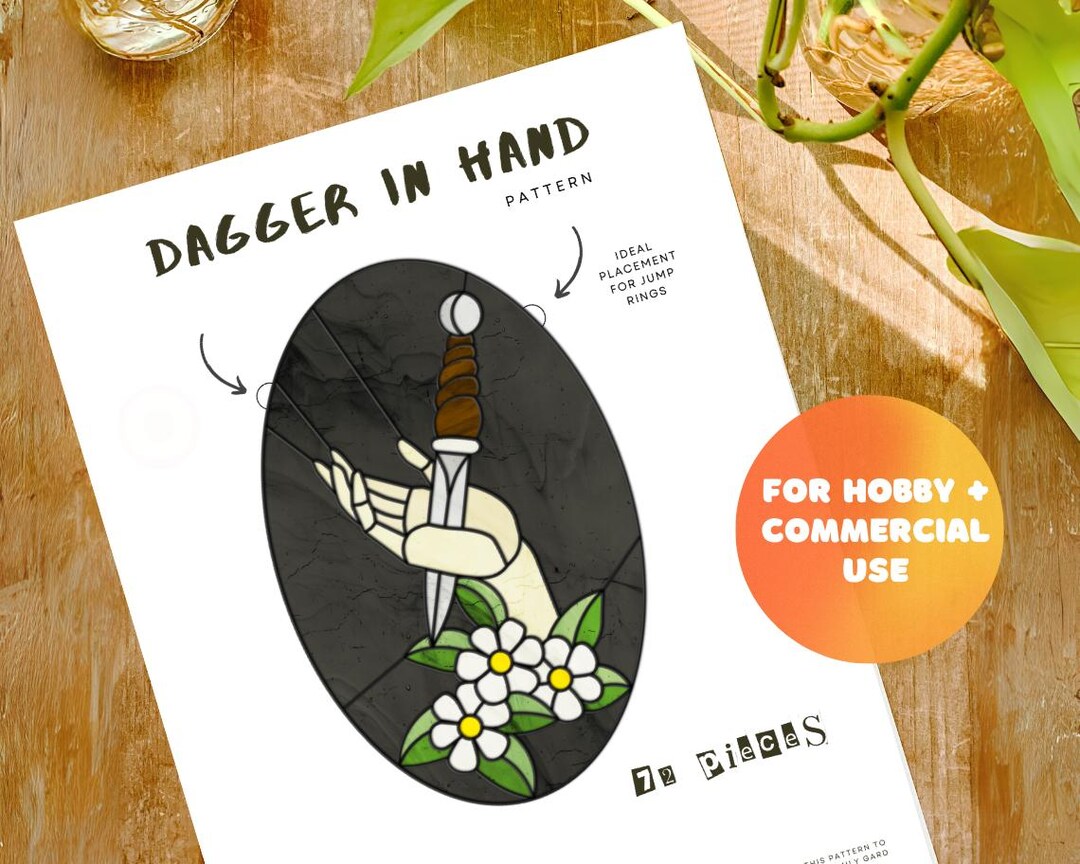 Dagger in Hand Stained Glass Pattern // DIGITAL DOWNLOAD - Etsy
