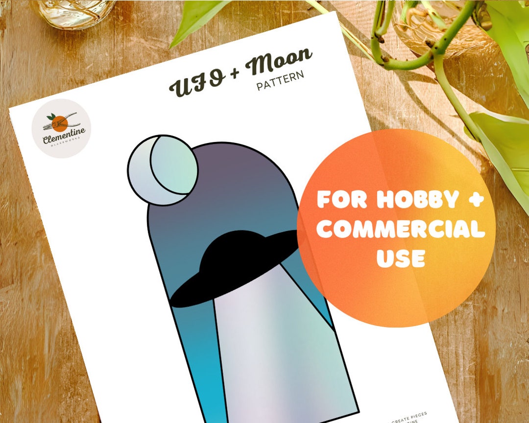 UFO & Moon Stained Glass Pattern // Digital Download - Etsy