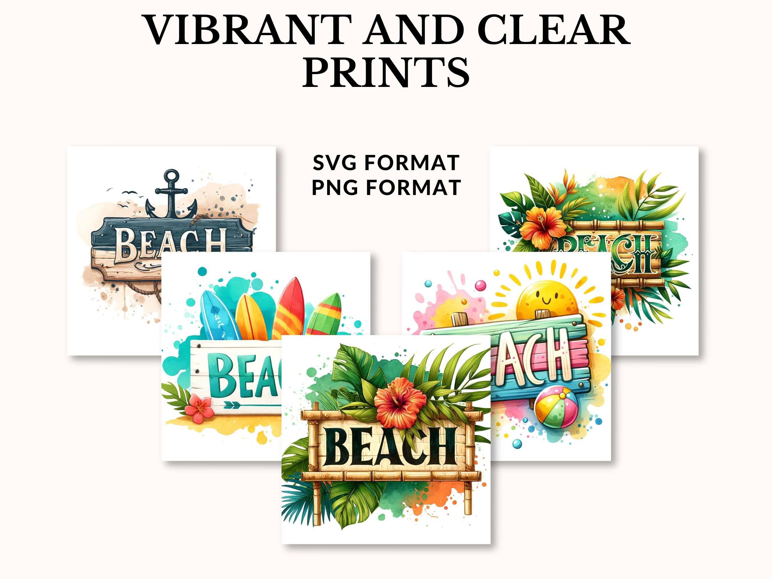 25 Beach Sign Clipart, Wooden Sign Watercolor Prints | Summer Digital ...