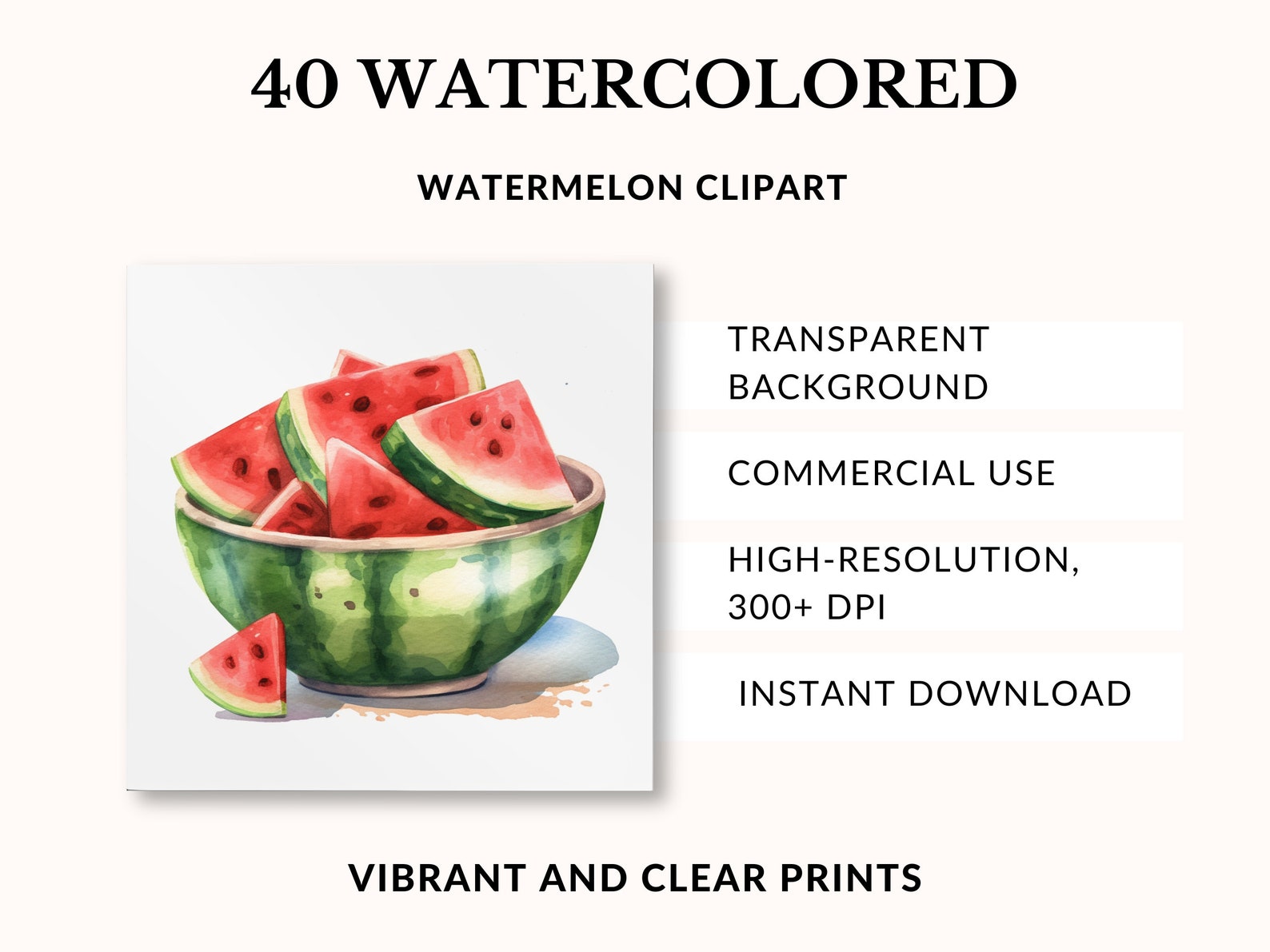 Watermelon Clipart Watermelon Digital Print Fruit Clipart Digital Art ...