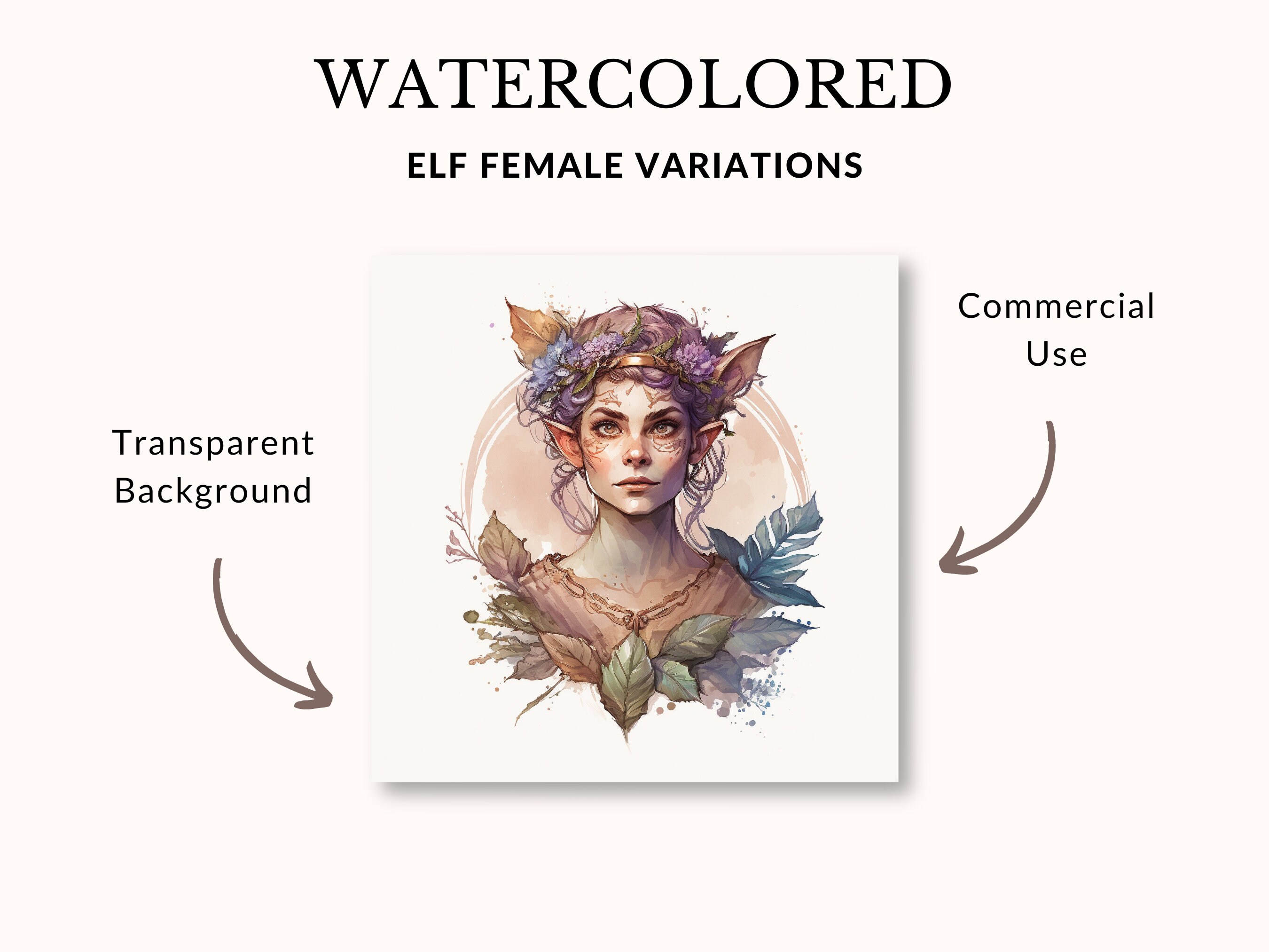 Watercolor Elf Clipart Elven Painting Female Elf Portrait Elf - Etsy