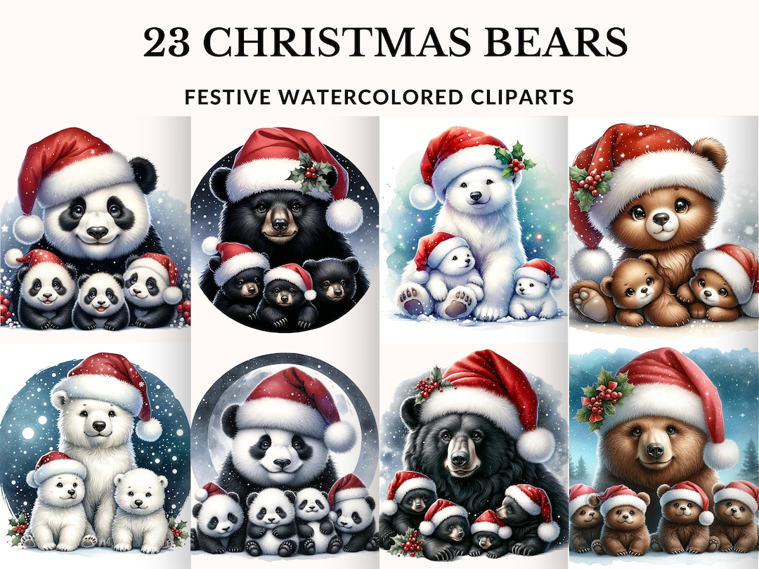 Christmas Bear Clipart, Cute Bear Clipart, Holiday Bear Christmas Panda ...