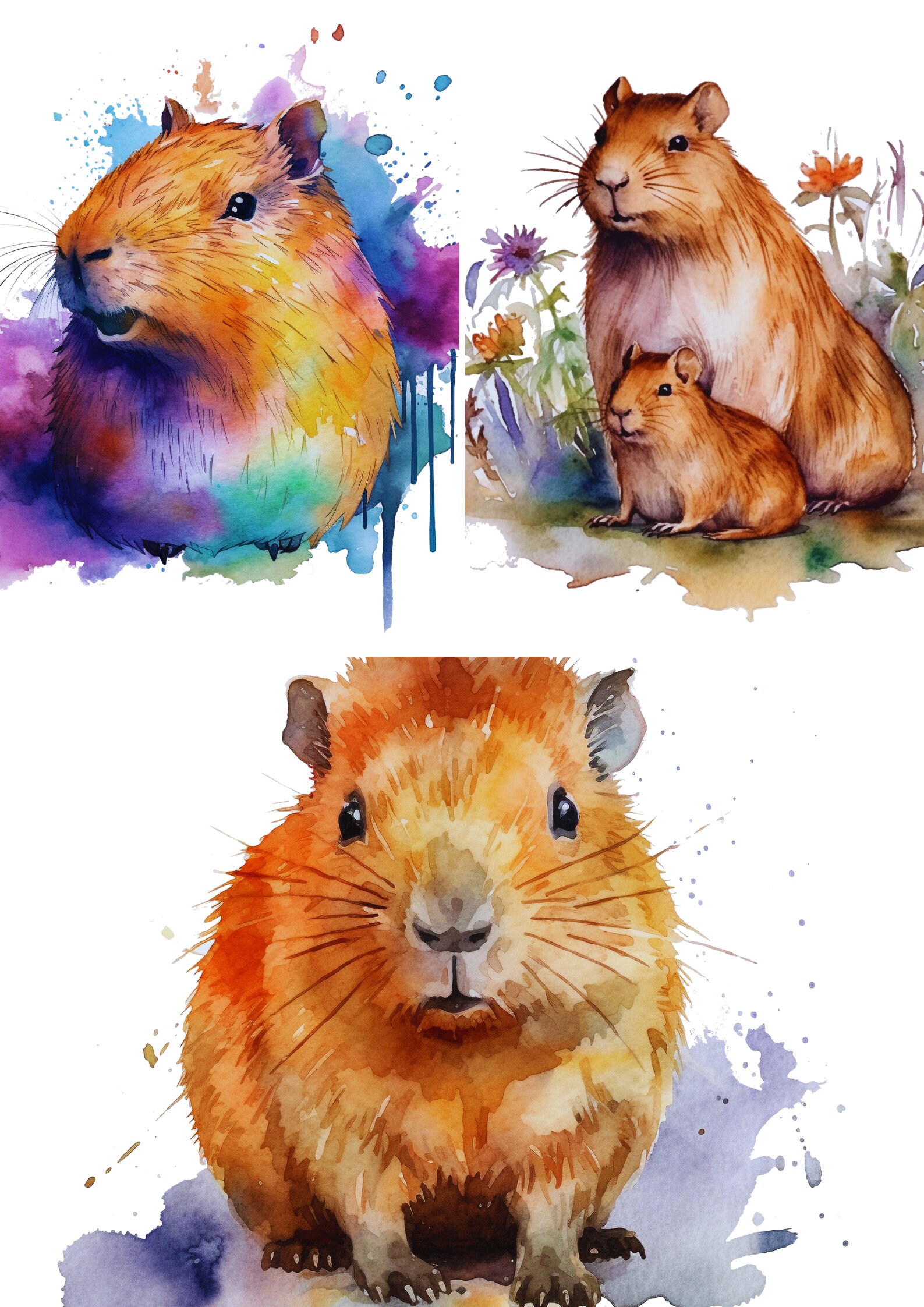 10 Watercolored Capybara Clipart NO Background Digital PNG - Etsy