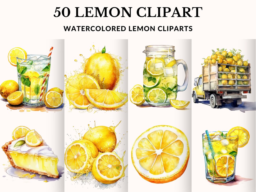 Watercolor Lemon Clipart Lemonade Clipart Citrus Fruit Cliparts Lemon ...