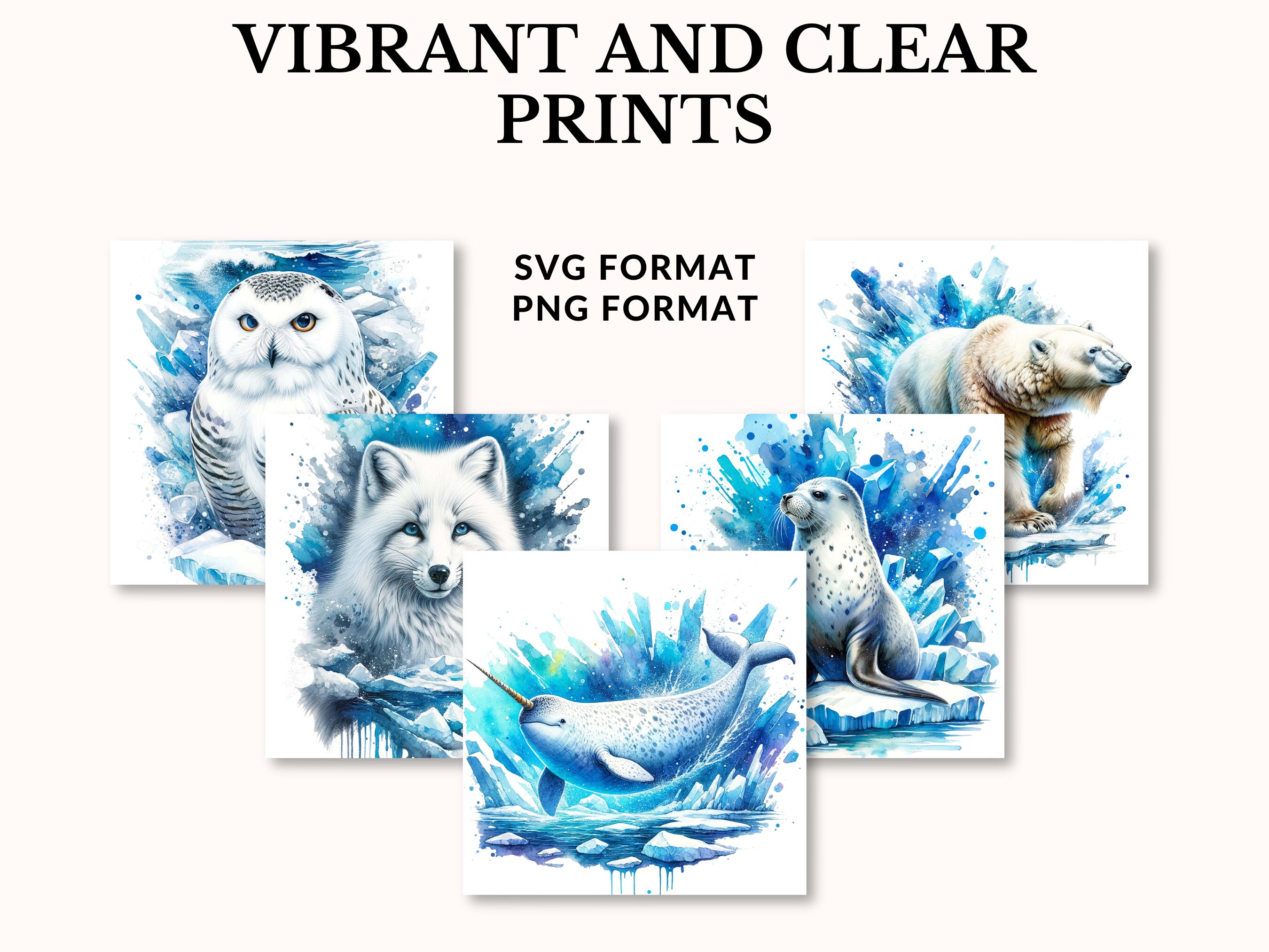 Arctic Life Clipart, Polar Animals Clipart, Watercolor Arctic Wildlife ...