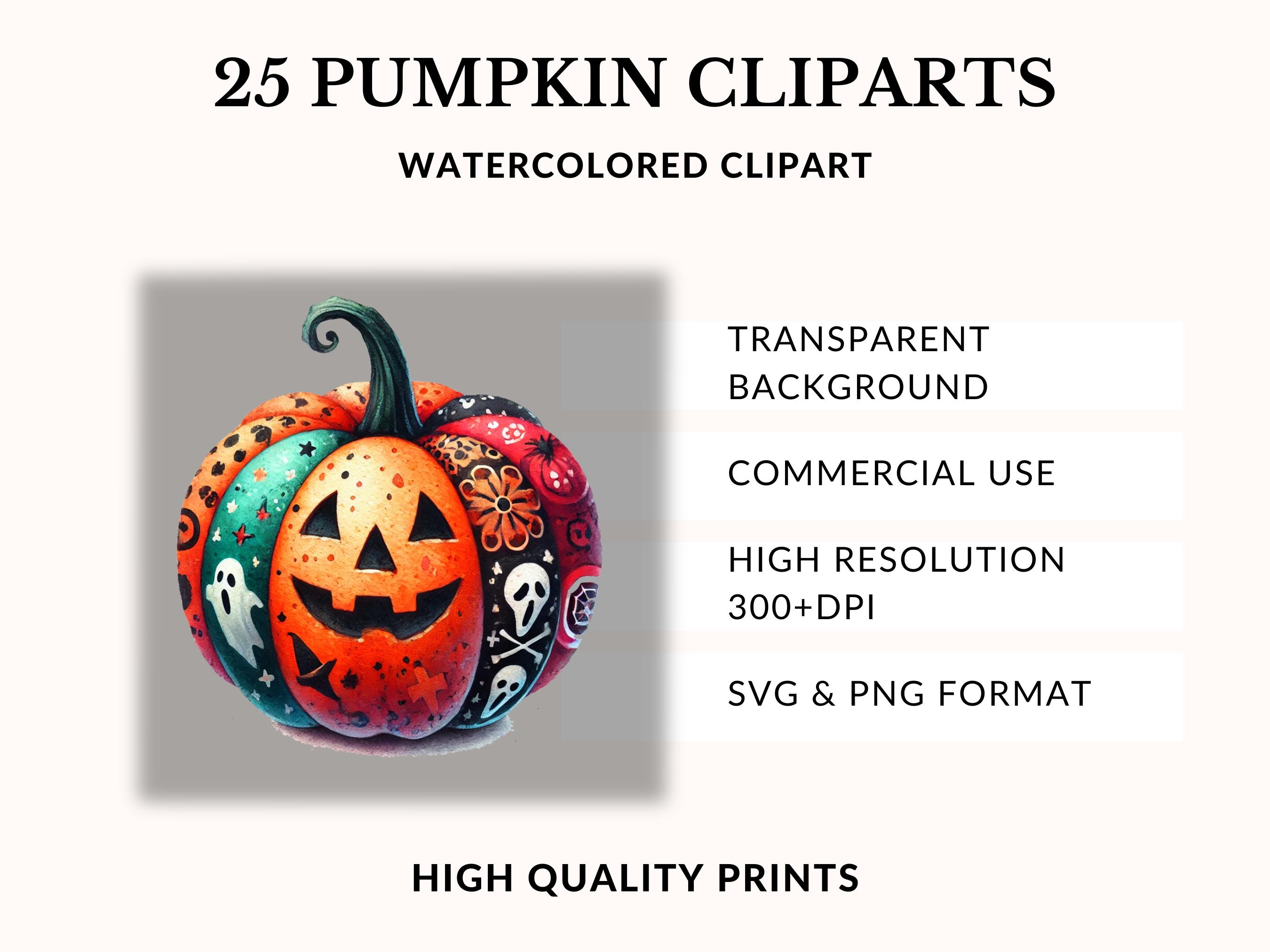 Pumpkin Clipart - Spooky Watercolor Halloween Pumpkins - Halloween ...
