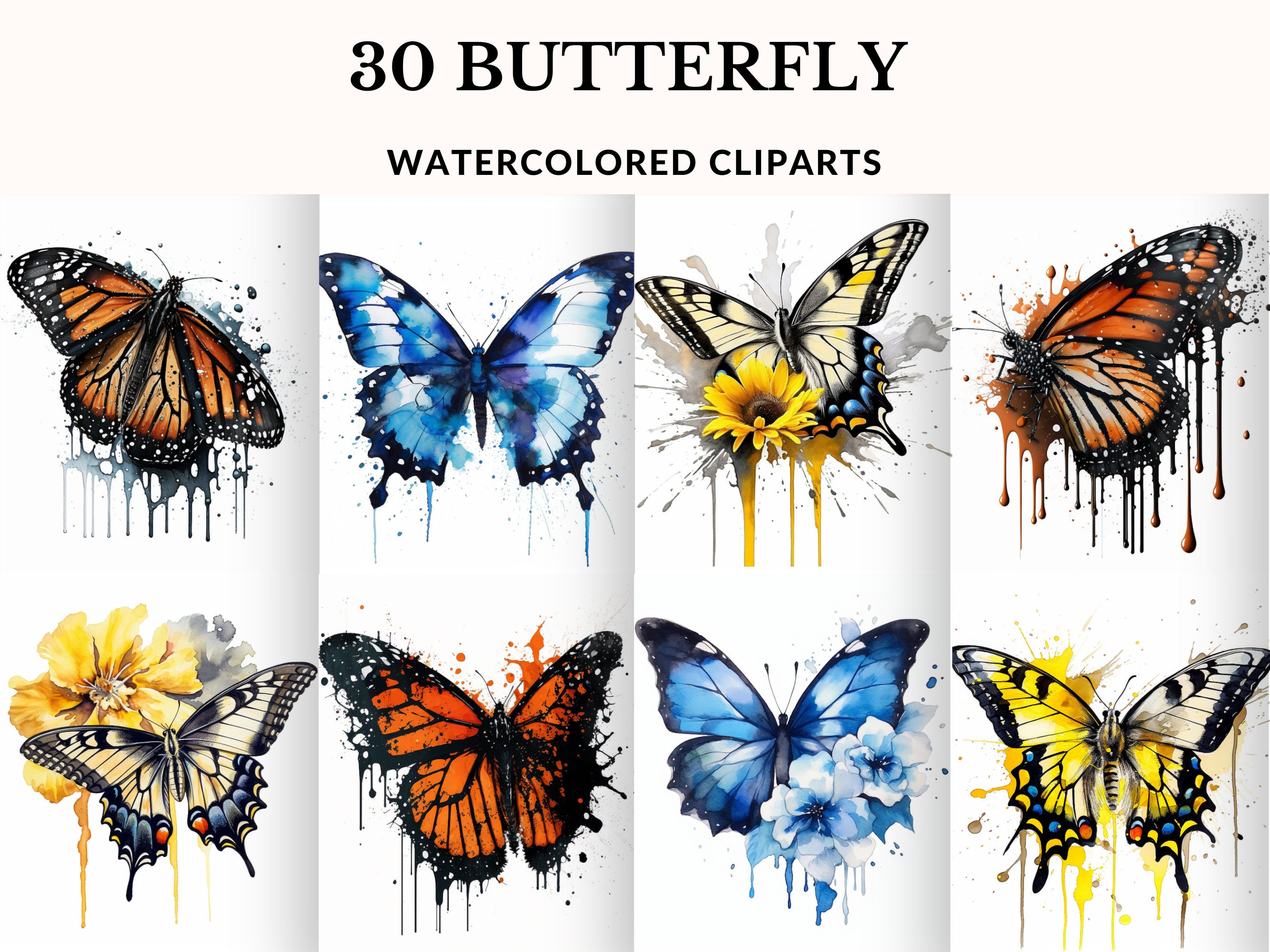 Butterfly Clipart Monarch Butterfly Clipart Ulysses Butterfly - Etsy