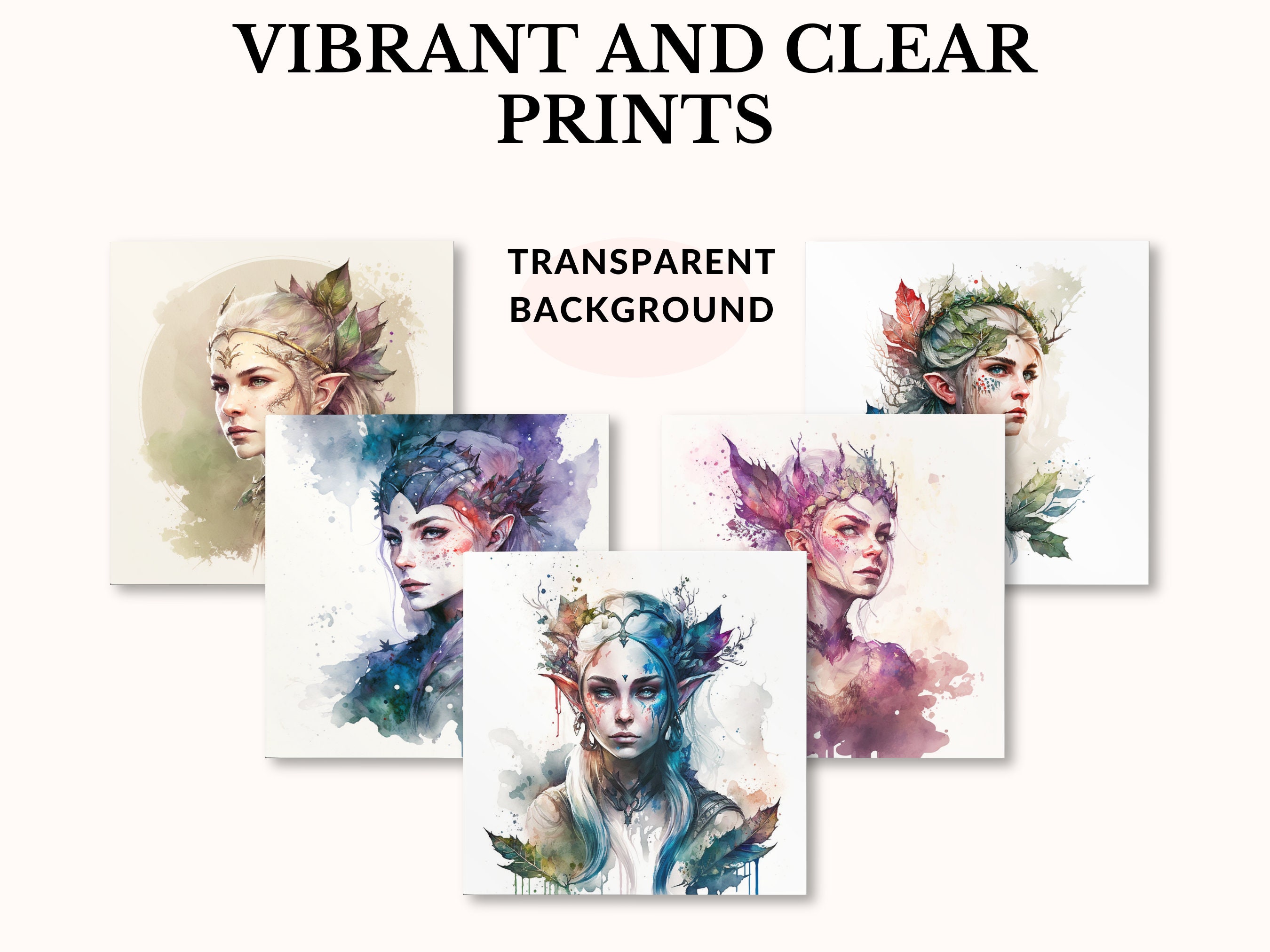 Watercolor Elf Clipart Elven Painting Female Elf Portrait Elf Queen ...