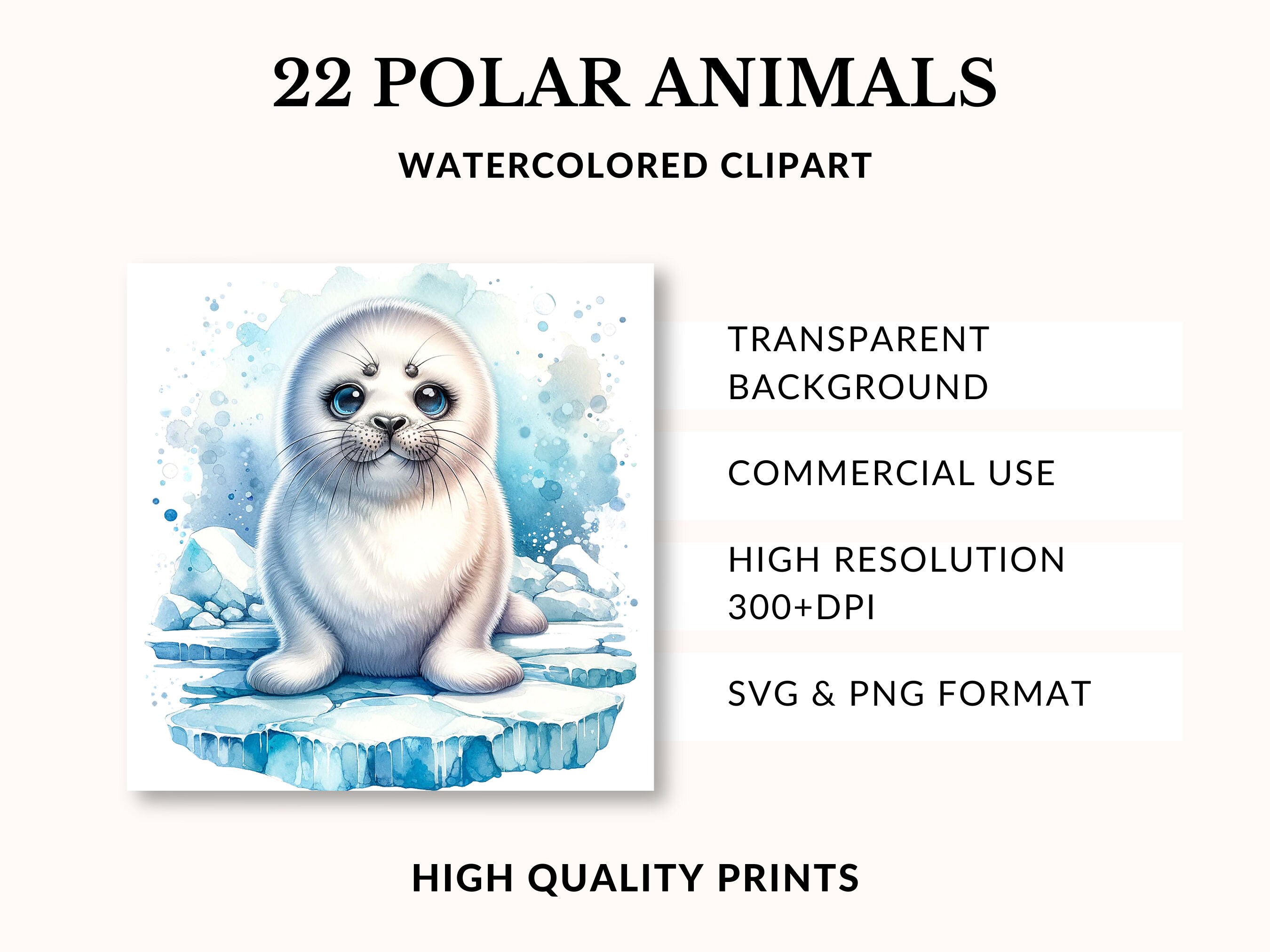 Arctic Life Clipart, Polar Animals Clipart, Watercolor Arctic Wildlife ...