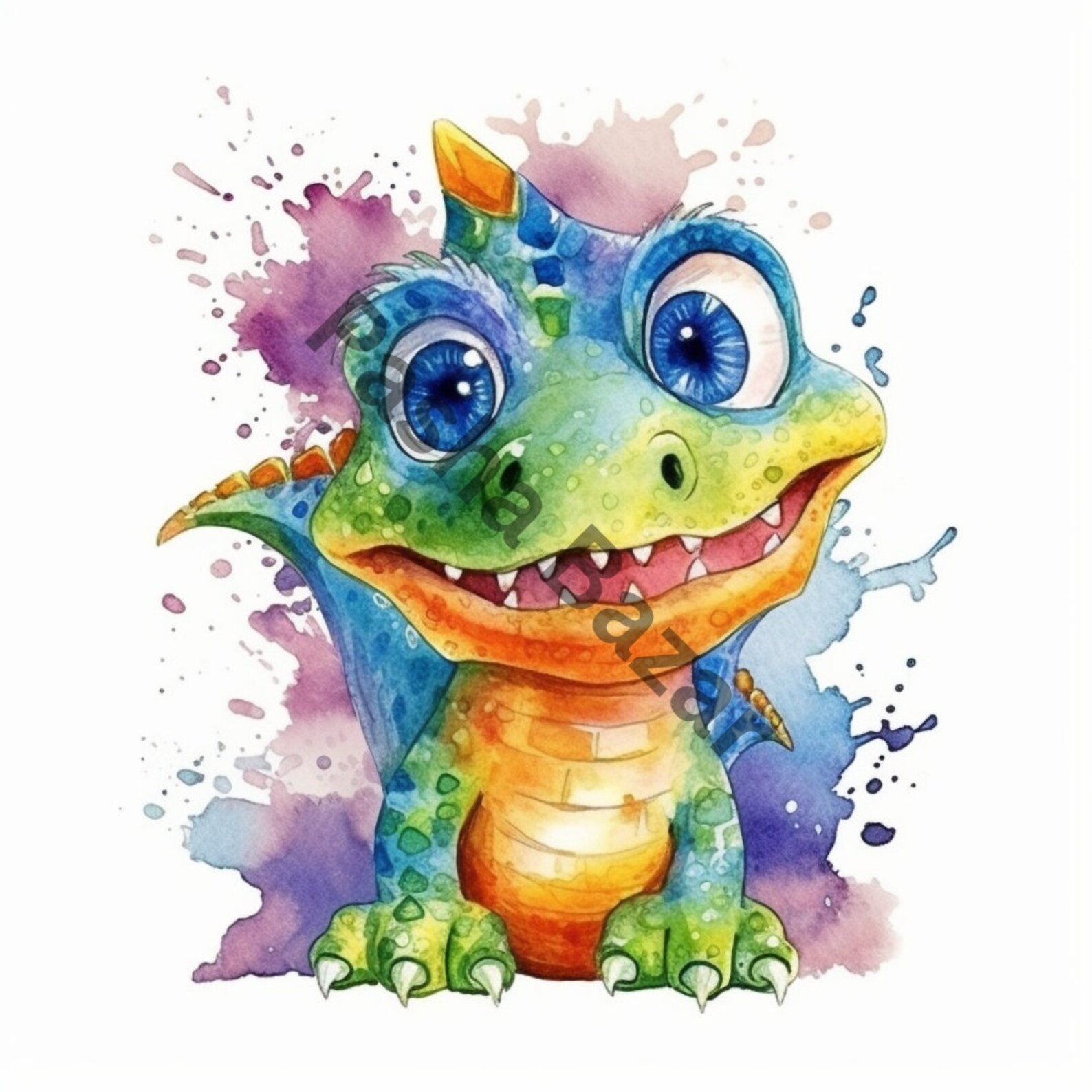 Watercolor Dinosaur Clipart Cute Dinosaur Clipart Dinosaur - Etsy