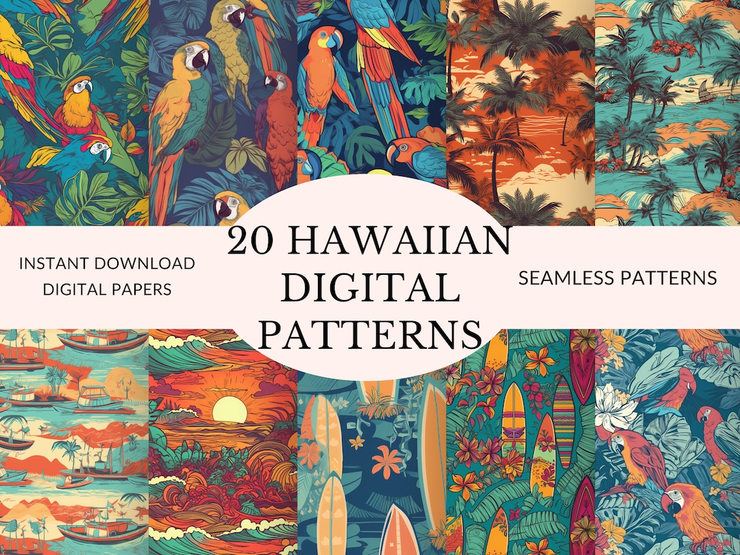 Hawaiian Pattern for Shirts Parrot and Palm Tree Pattern Surfboard ...