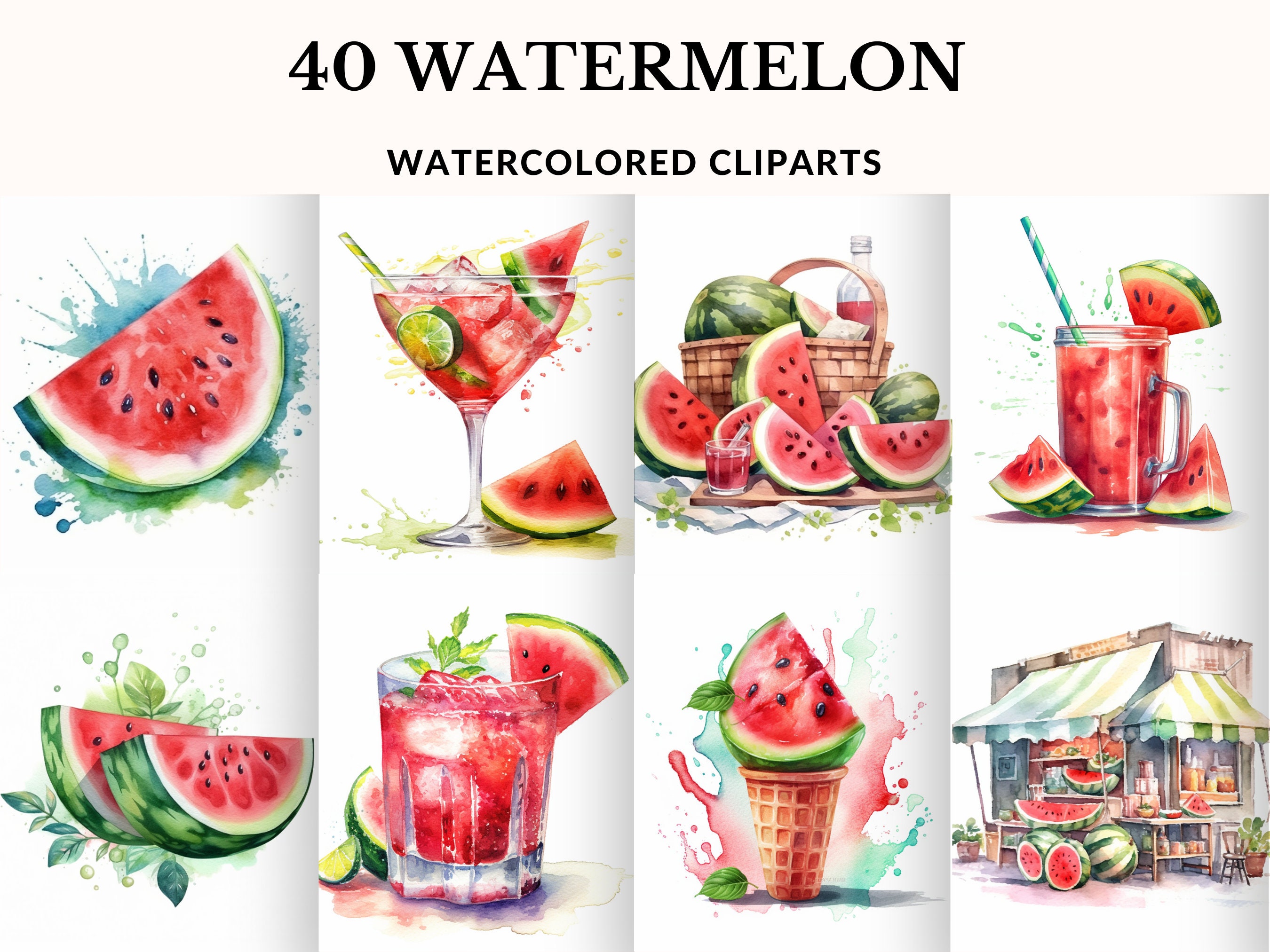 Watermelon Clipart Watermelon Digital Print Fruit Clipart Digital Art ...