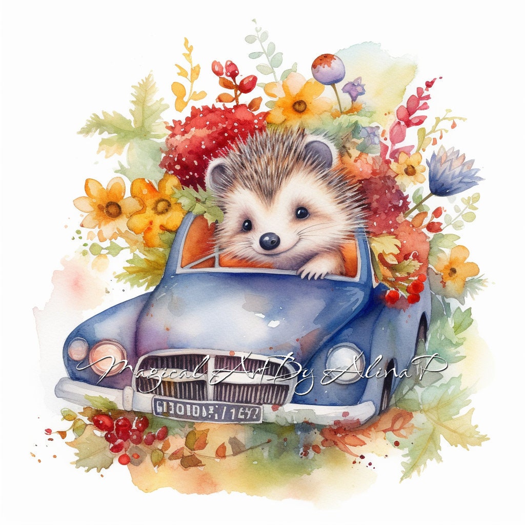 Hedgehog Print, Animal Digital Art Set of 12 High Quality Jpgs Digital ...