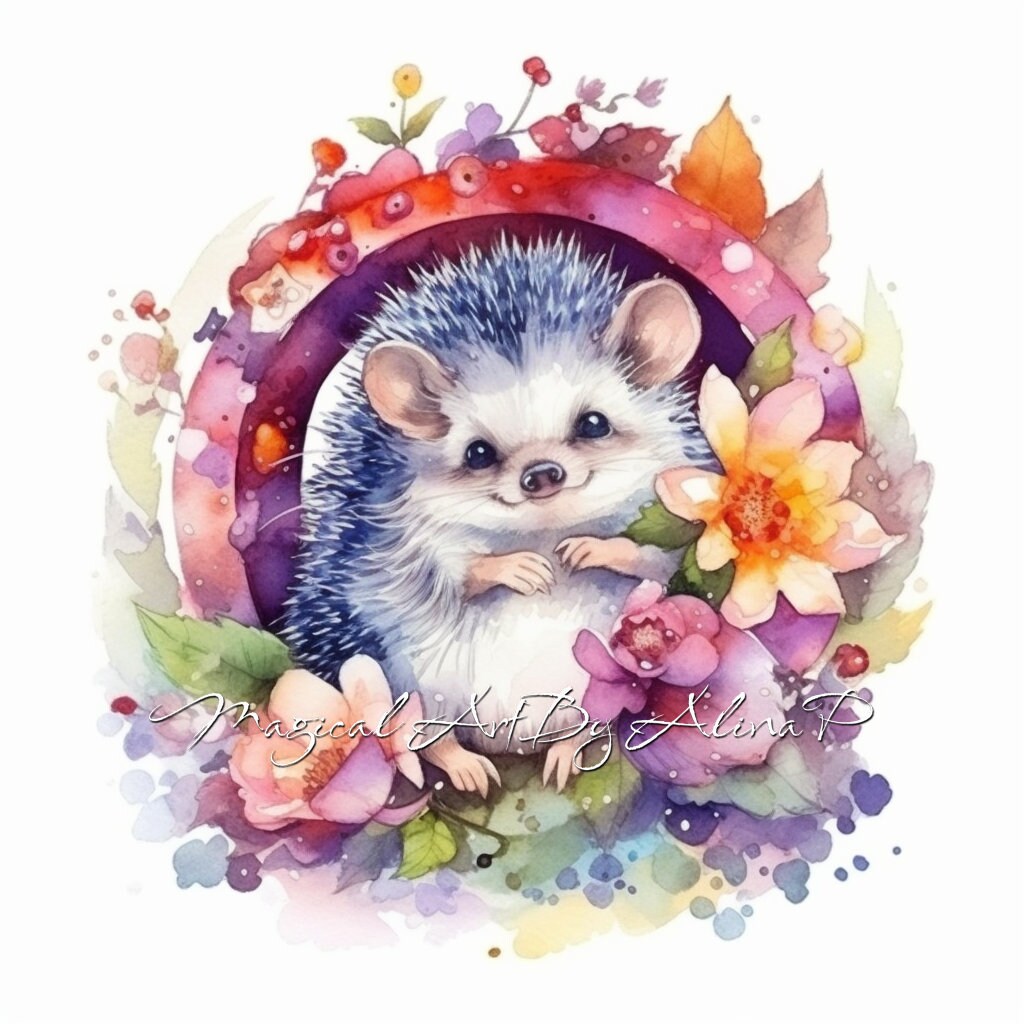 Hedgehog Print, Animal Digital Art - Set of 12 High Quality Jpgs ...