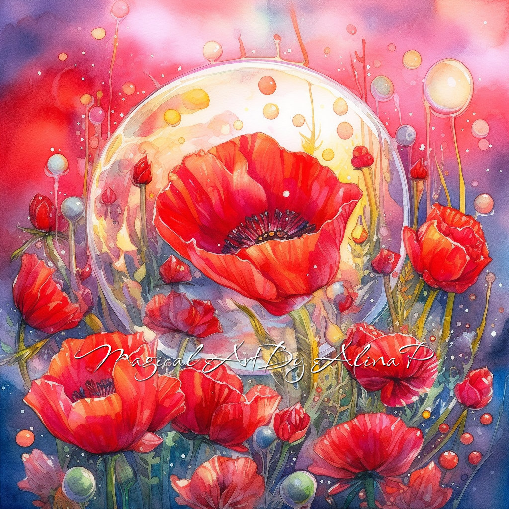 Red Poppy Print, Flower Digital Art - Set of 12 High Quality Jpgs ...