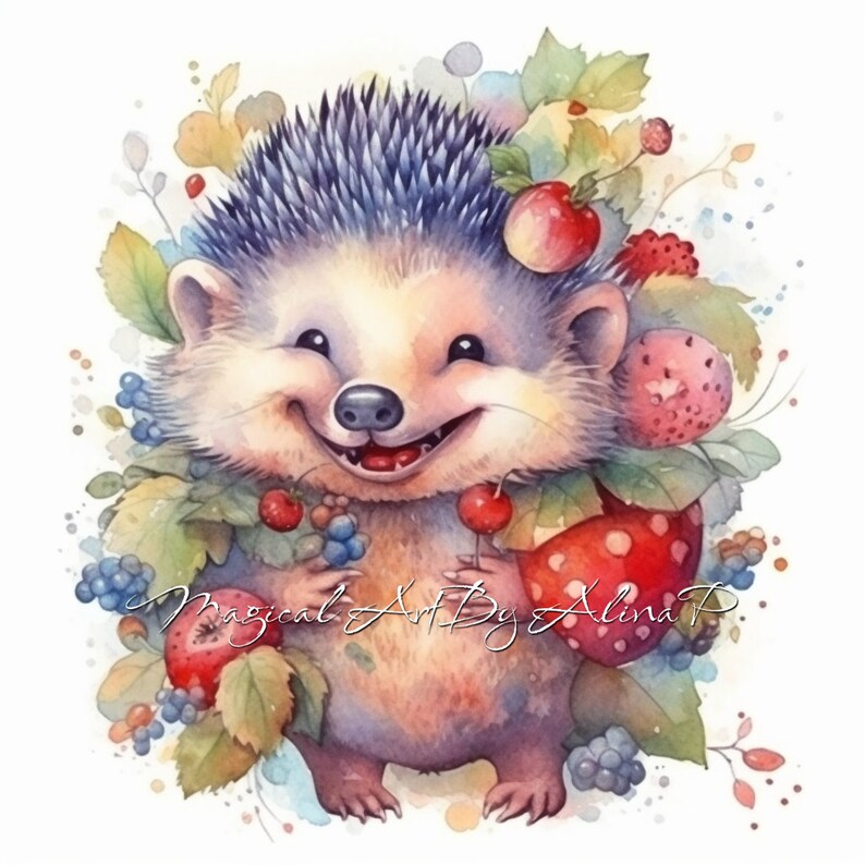 Hedgehog Print, Animal Digital Art - Set of 12 High Quality Jpgs ...