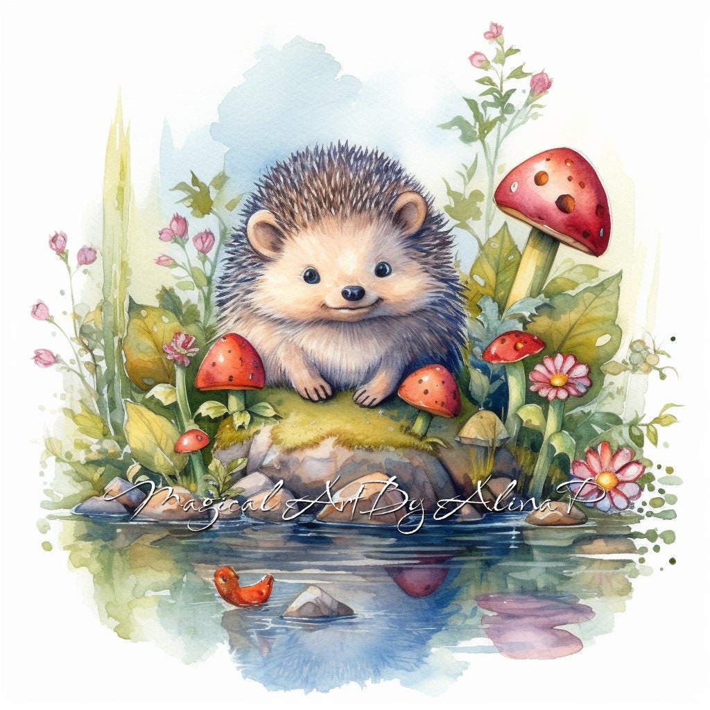 Hedgehog Print, Animal Digital Art - Set of 12 High Quality Jpgs ...