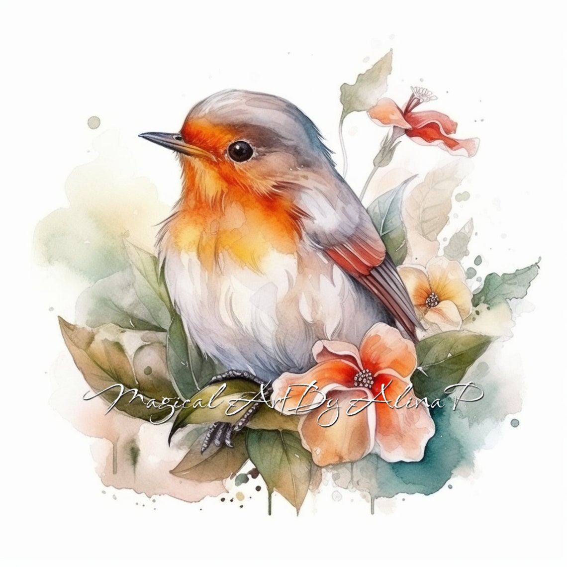 Robin Print, Bird Digital Art Set of 12 High Quality Jpgs Digital ...