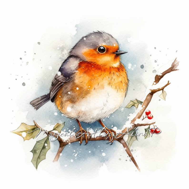 Robin Print, Bird Digital Art - Set of 12 High Quality Jpgs - Digital ...