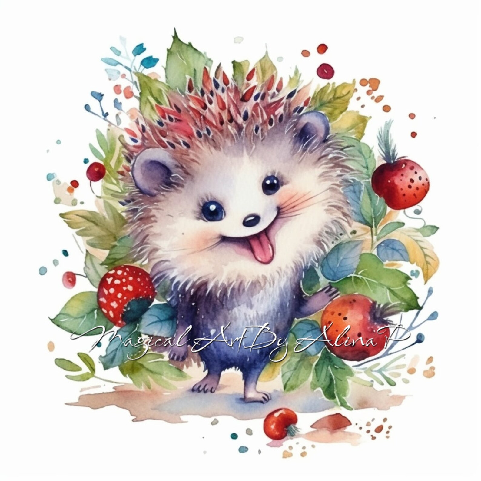 Hedgehog Print, Animal Digital Art - Set of 12 High Quality Jpgs ...