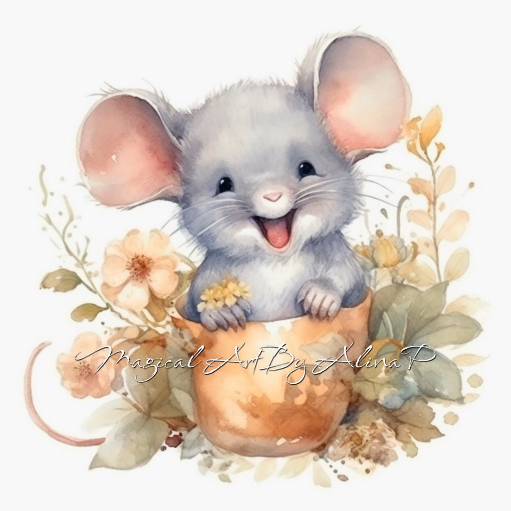 Cute Mouse Clipart, Animal Digital Art, Set of 12 High Quality Jpgs ...
