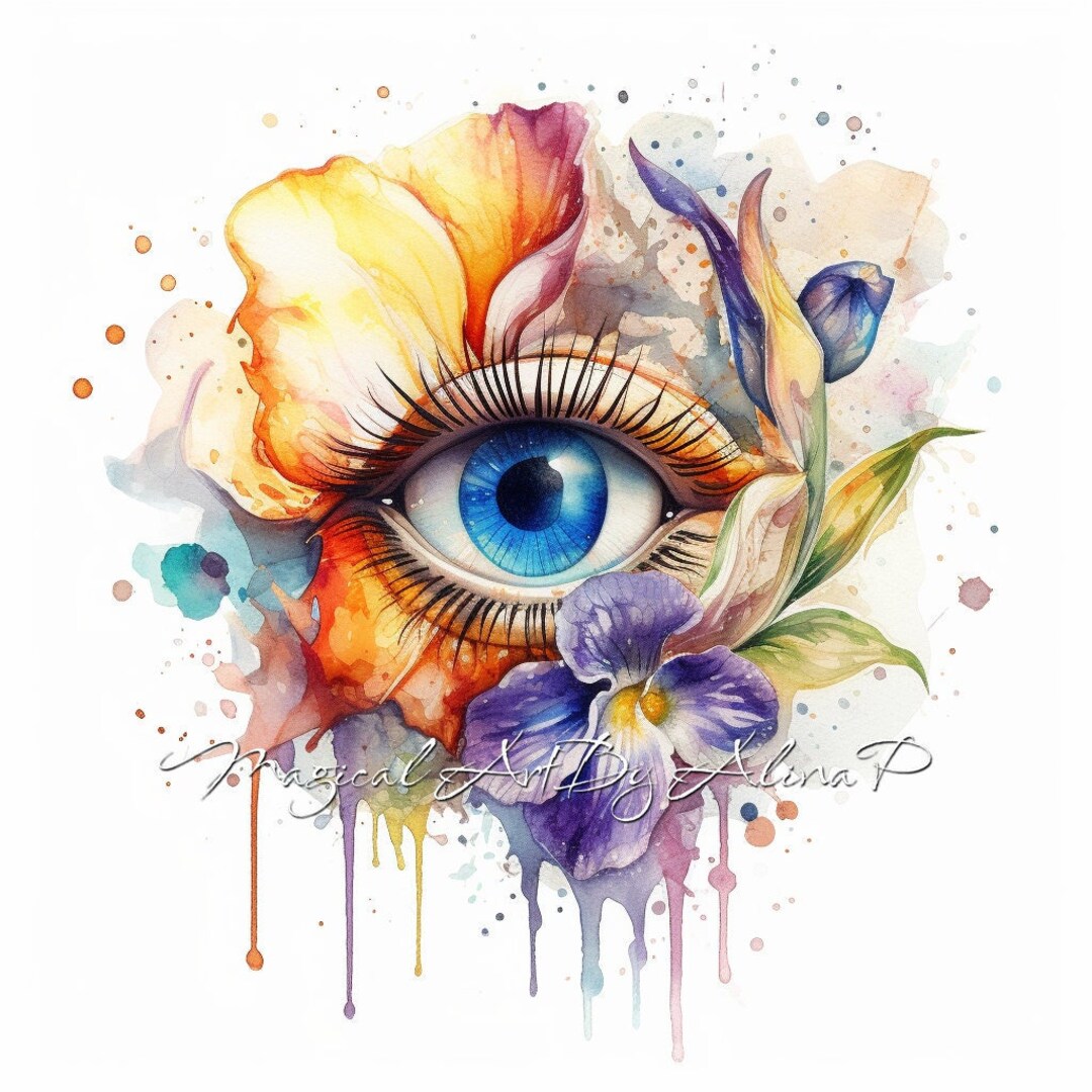 Eye Flower Abstraction Print, Digital Art - Set of 12 High Quality Jpgs ...