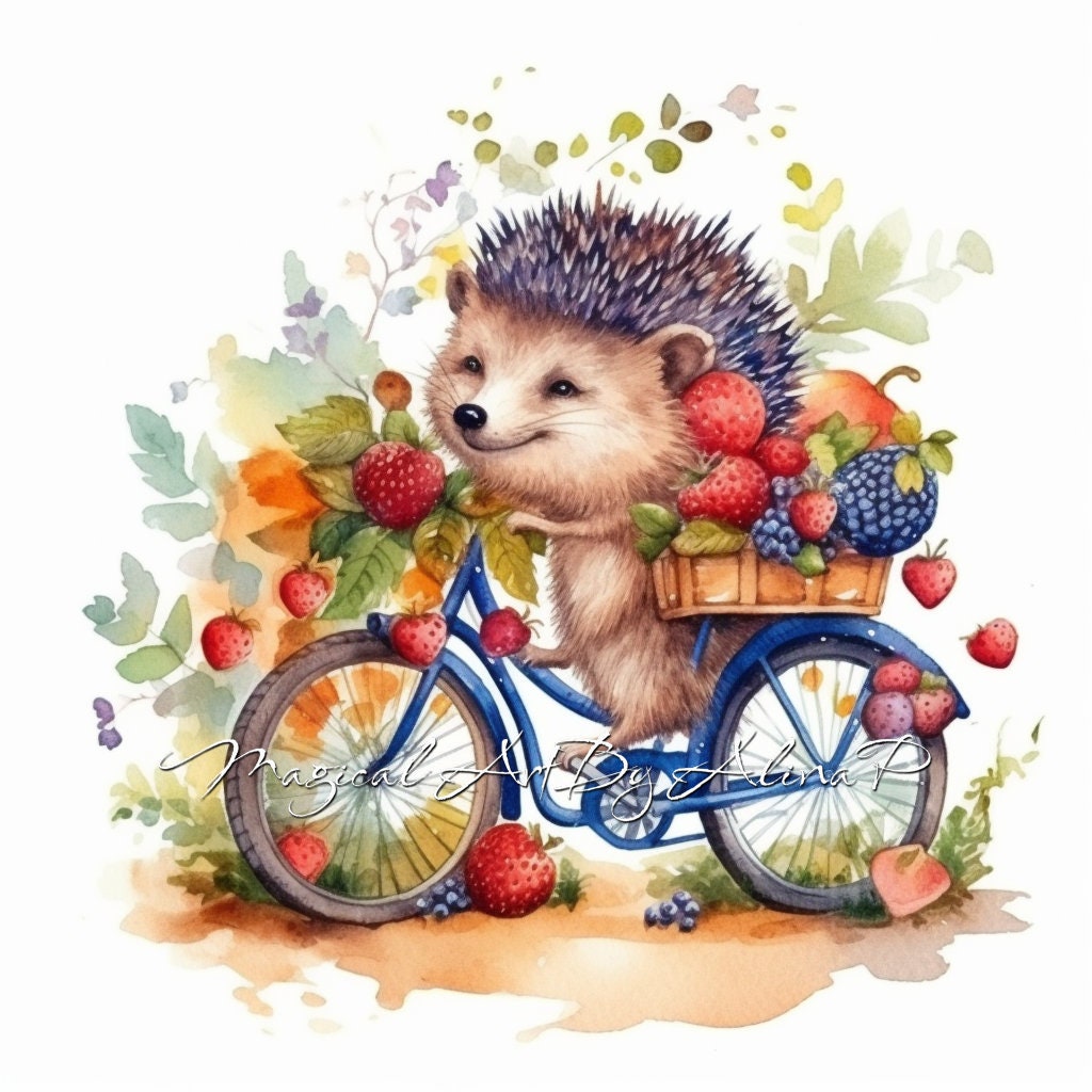 Hedgehog Print, Animal Digital Art - Set of 12 High Quality Jpgs ...