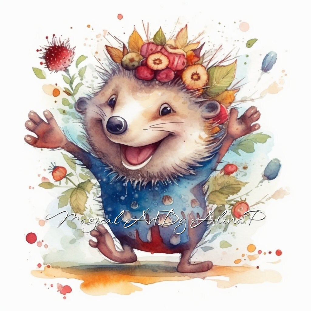Hedgehog Print, Animal Digital Art - Set of 12 High Quality Jpgs ...