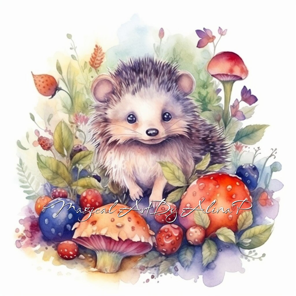 Hedgehog Print, Animal Digital Art - Set of 12 High Quality Jpgs ...