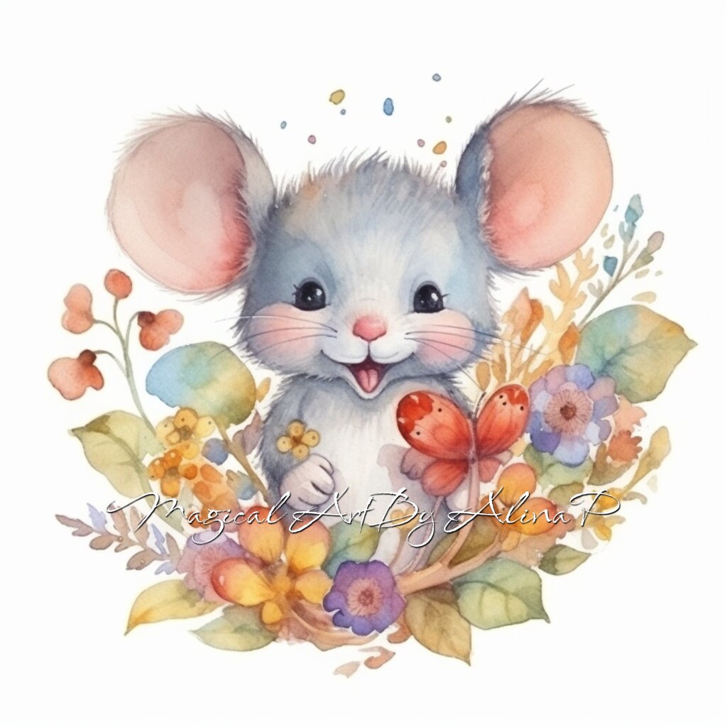 Cute Mouse Clipart, Animal Digital Art, Set of 12 High Quality Jpgs ...