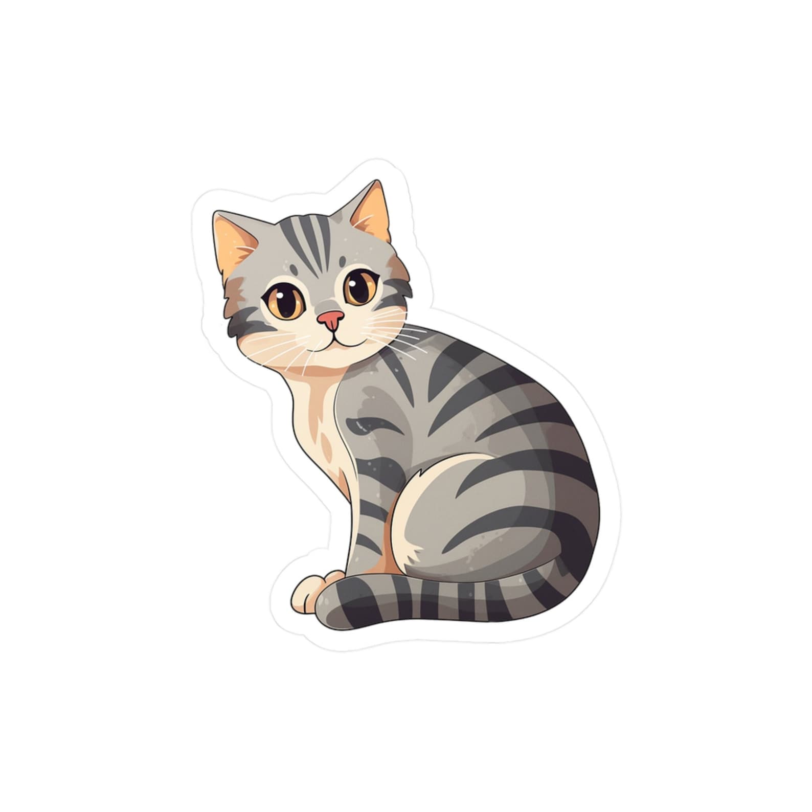 Gray Cat Sticker Cat Clipart Animal Clipart Cute Animal Stickers Laptop ...