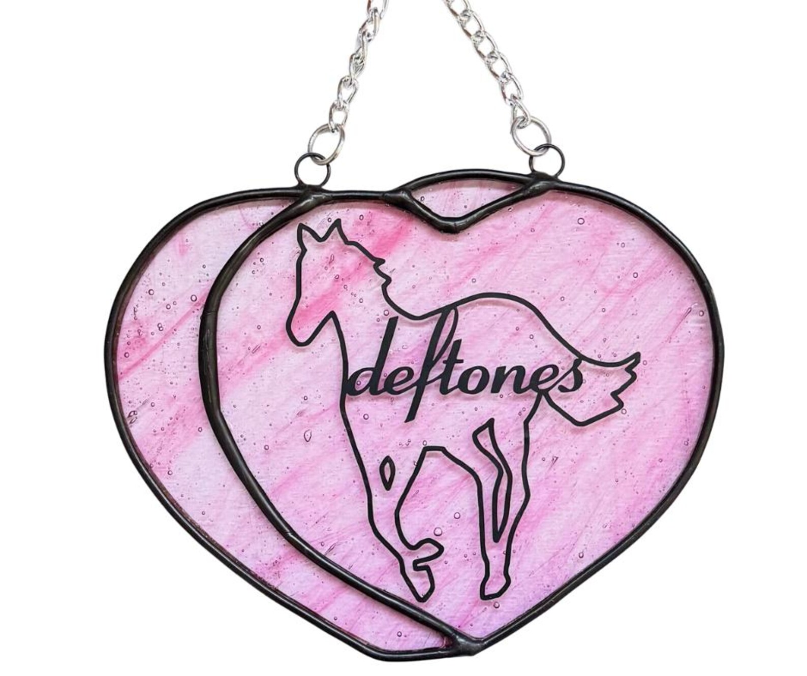 Deftones White Pony Candy Heart Stained Glass Suncatcher - Pink Heart ...