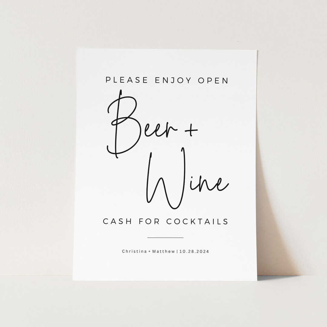 Digital Download. 8x10 Beer and Wine Bar Sign. Personalized Beer and ...