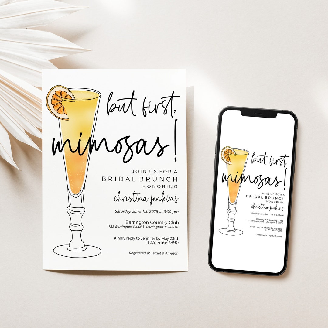 Mimosa Bridal Brunch Invitation. Printable Mimosa Themed Bridal Shower ...