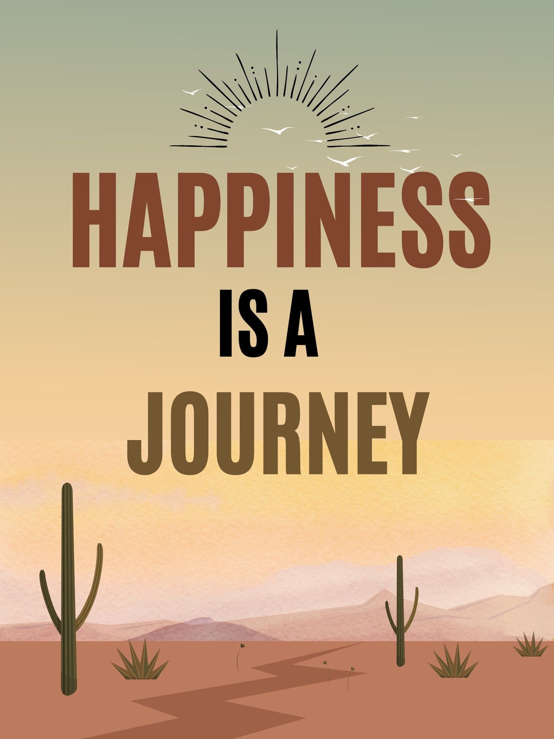 Happiness is A Journey Poster Digital Download Inspiration Art Artwork ...