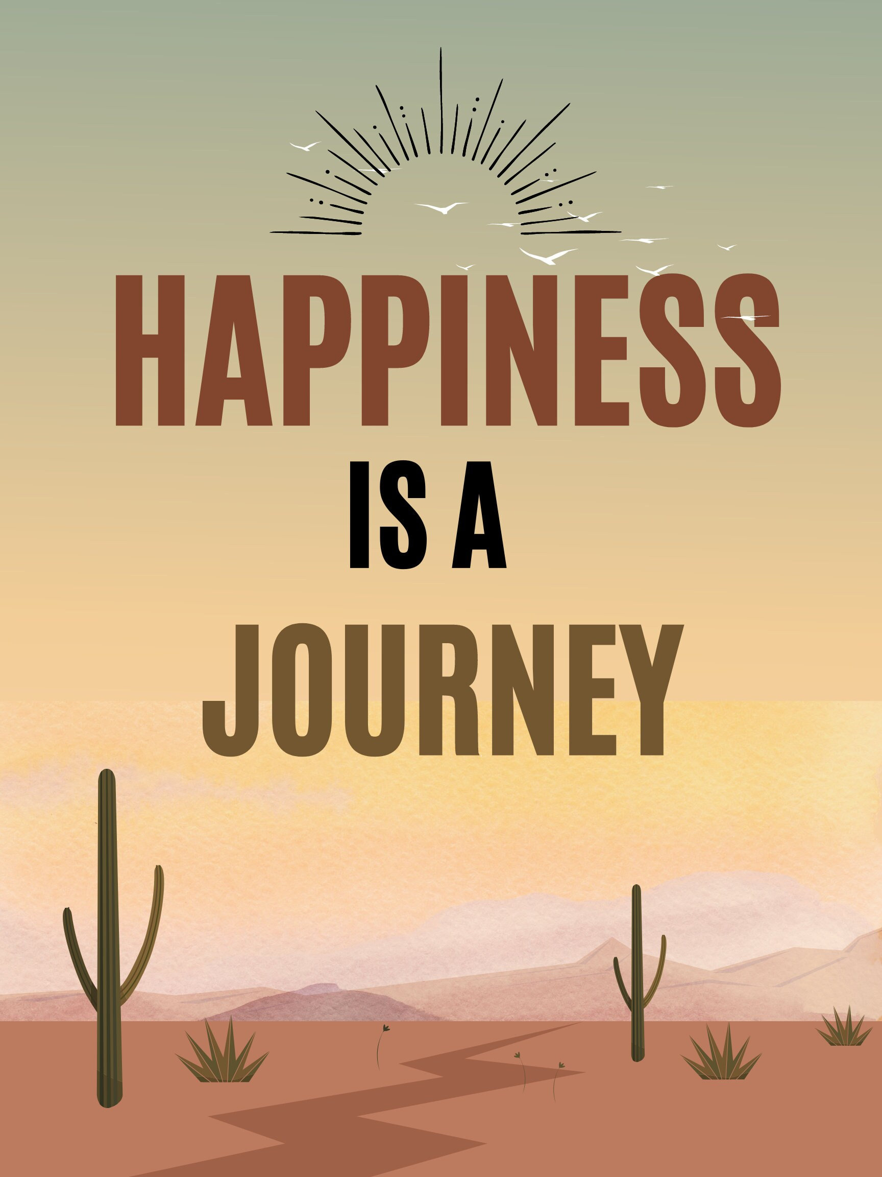 Happiness is A Journey Poster Digital Download Inspiration Art Artwork ...